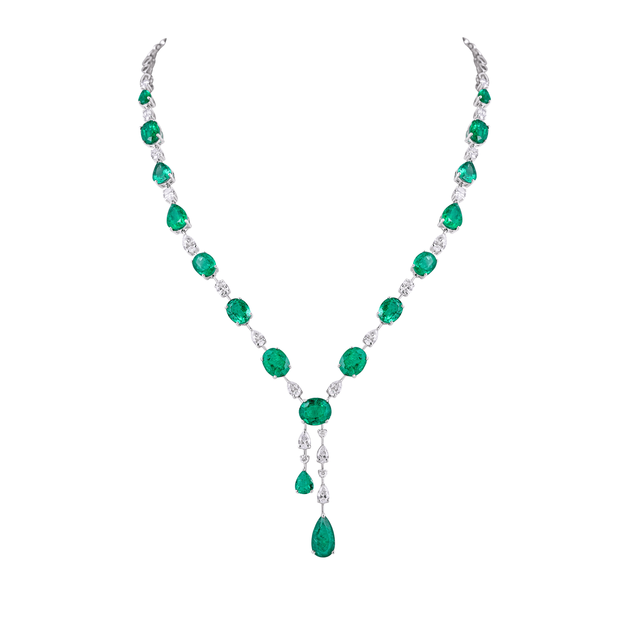 Mohar x Gemfields Emerald & Diamond Halo Drop Necklace
