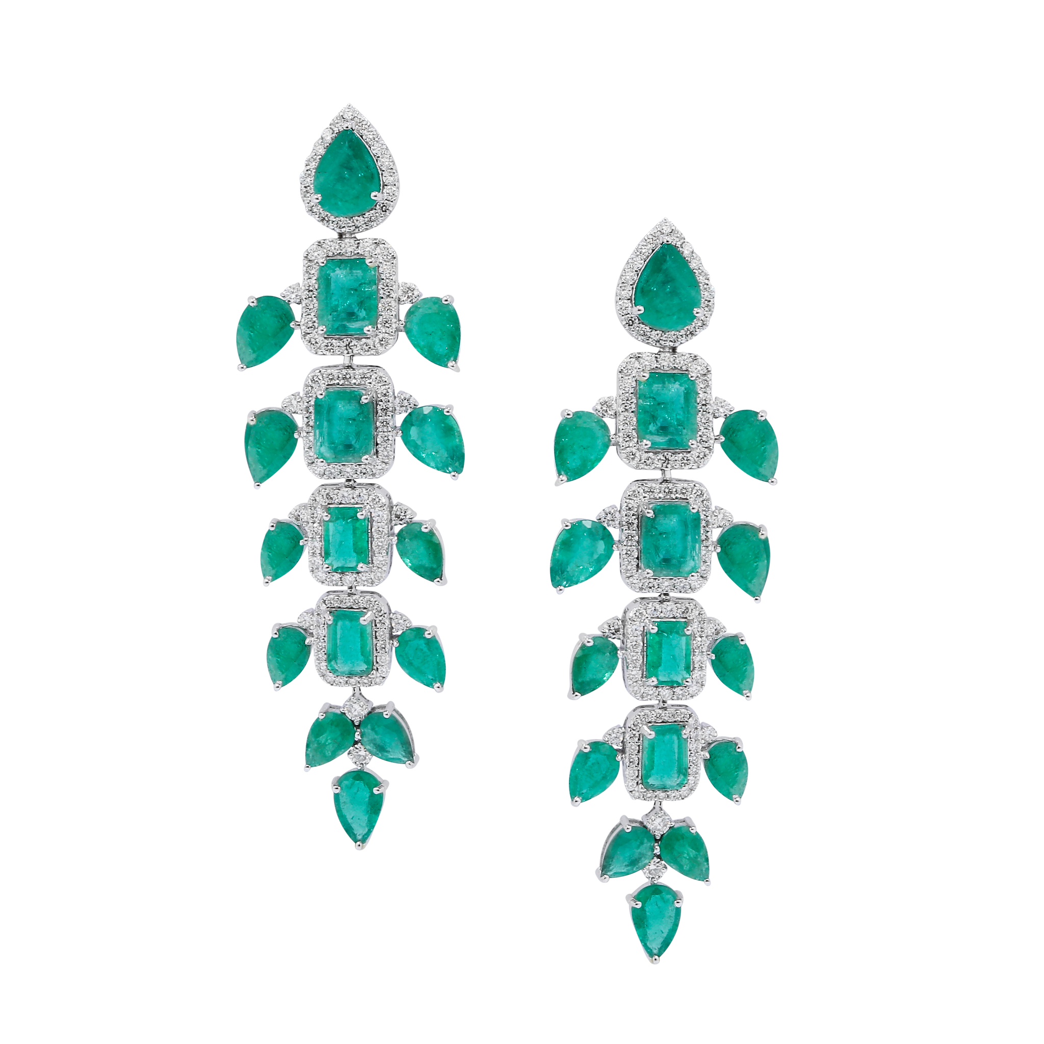 Emerald Diamond Dangler Earrings by Mohar Fine Jewellery