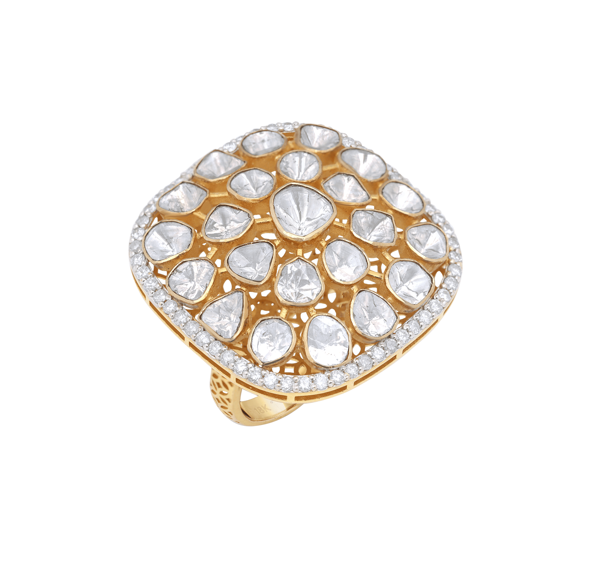 Mohar Square Shape Polki Ring