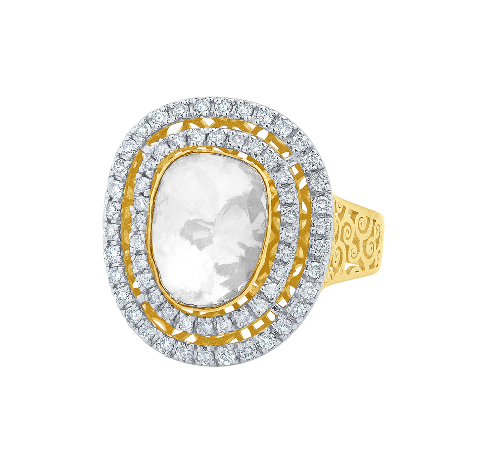 2 Line Diamond Polki Rings by Mohar Fine Jewellery