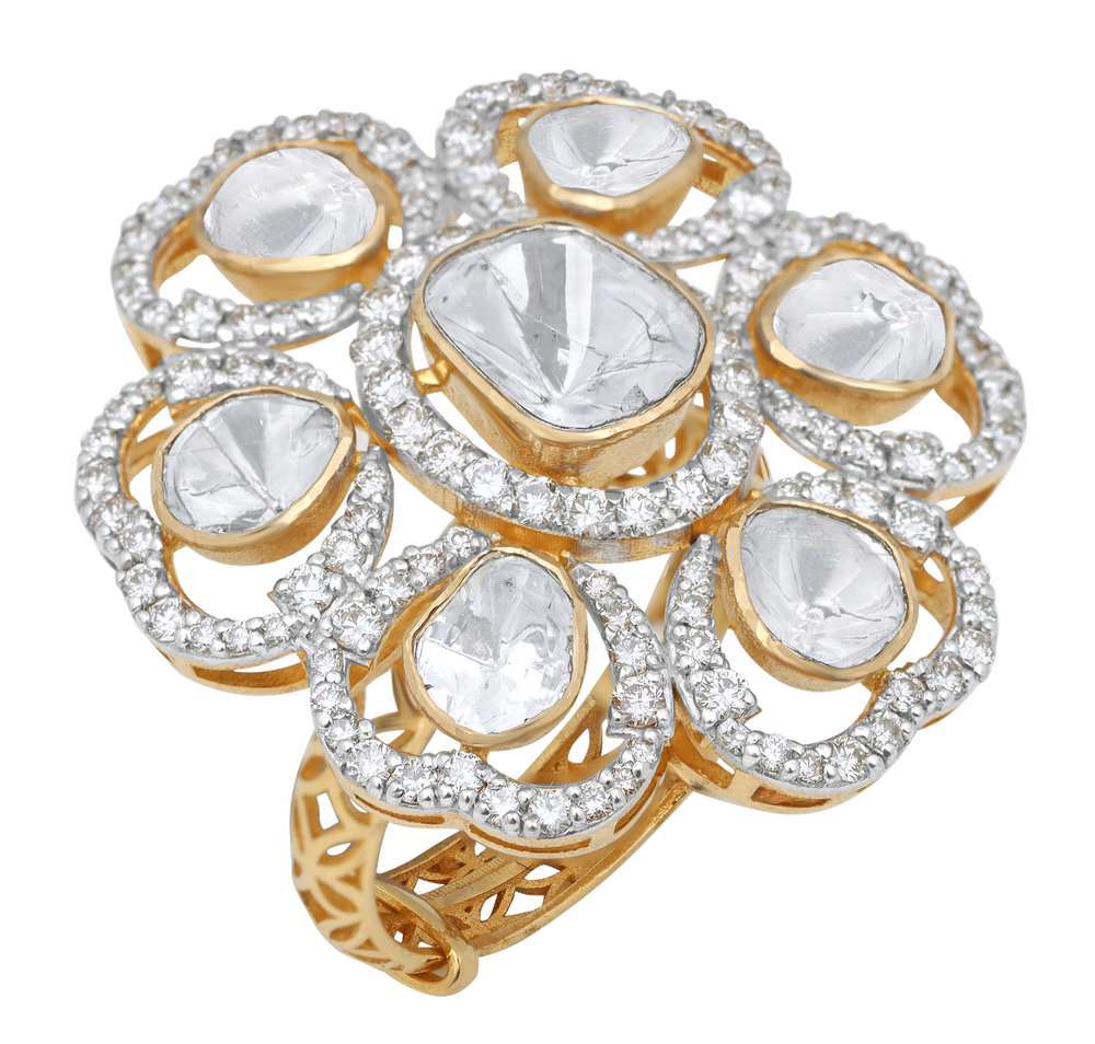 Mohar Diamond Flower Polki Ring