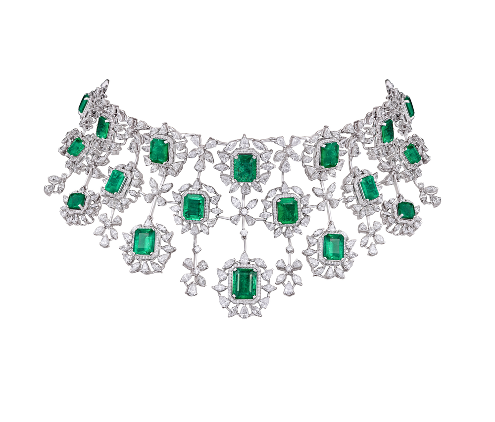 Mohar x Gemfields Diamond & Emerald Floral Heritage Necklace Mohar Eme