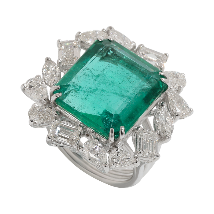 Emerald Pear And Marquise Cut Diamond Rings by Mohar Fine Jewellery
